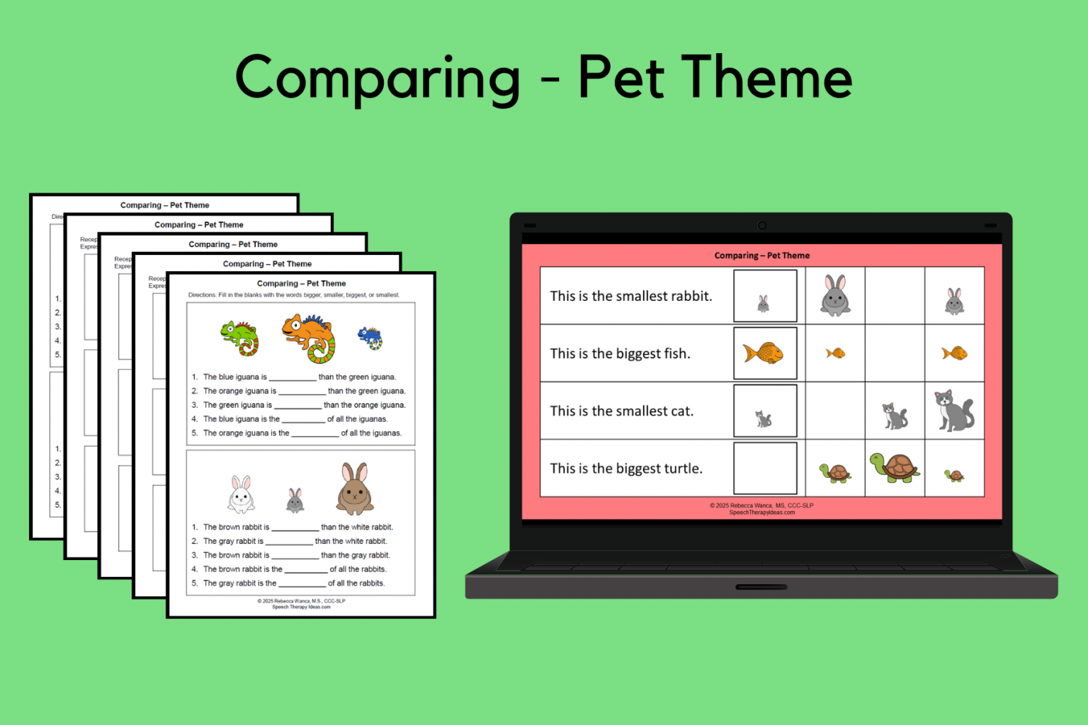 Comparing – Pet Theme | Speech Therapy Ideas