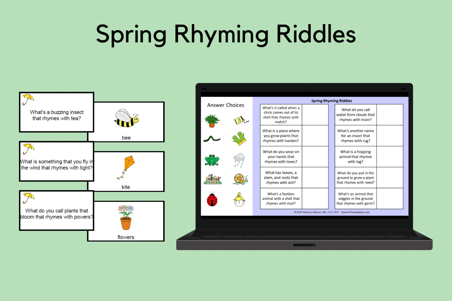 Spring Rhyming Riddles | Speech Therapy Ideas
