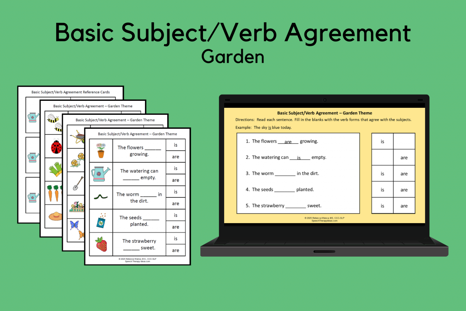 Basic Subject & Verb Agreement – Garden Theme | Speech Therapy Ideas