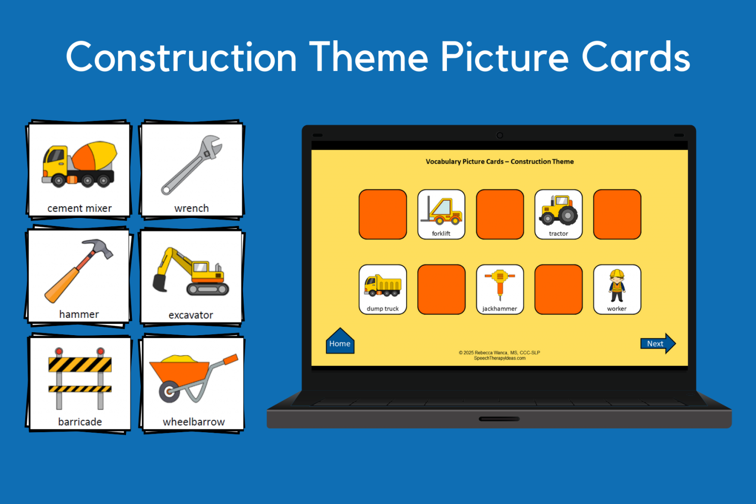 Construction Theme Picture Cards | Speech Therapy Ideas