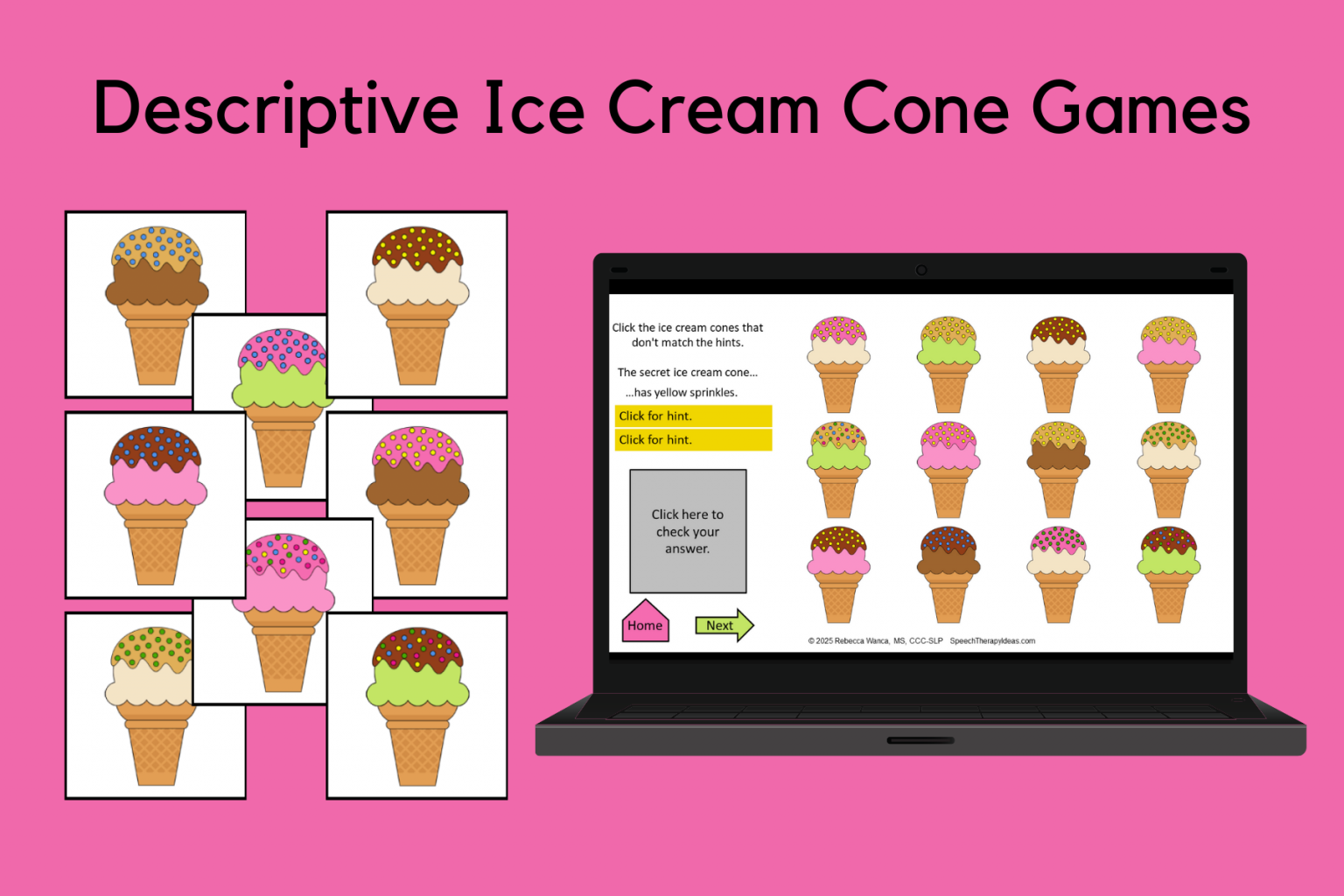 Descriptive Ice Cream Cone Games | Speech Therapy Ideas