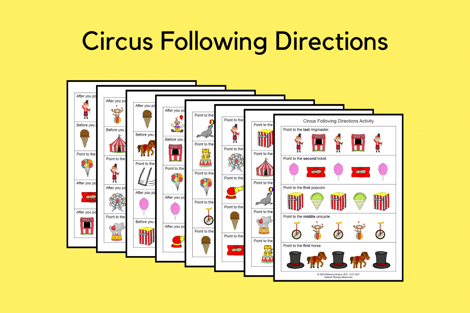 Circus Following Directions Activity | Speech Therapy Ideas