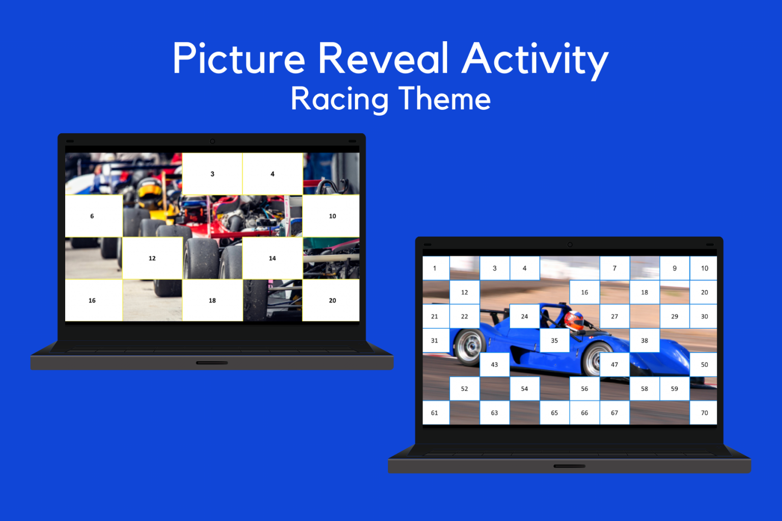 Picture Reveal Activity – Racing Theme | Speech Therapy Ideas