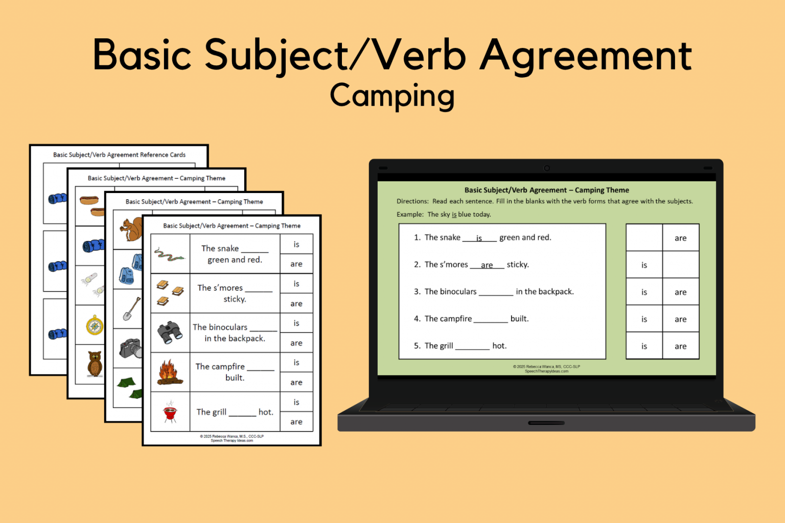 Basic Subject & Verb Agreement – Camping Theme | Speech Therapy Ideas