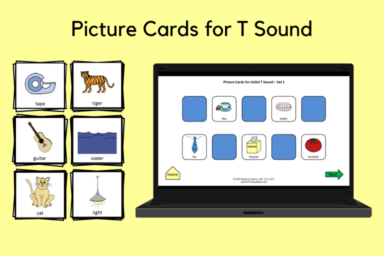 Picture Cards for T Sound | Speech Therapy Ideas