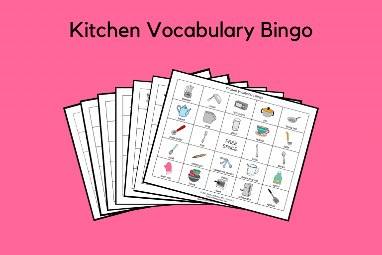 Kitchen Themed Vocabulary Bingo | Speech Therapy Ideas