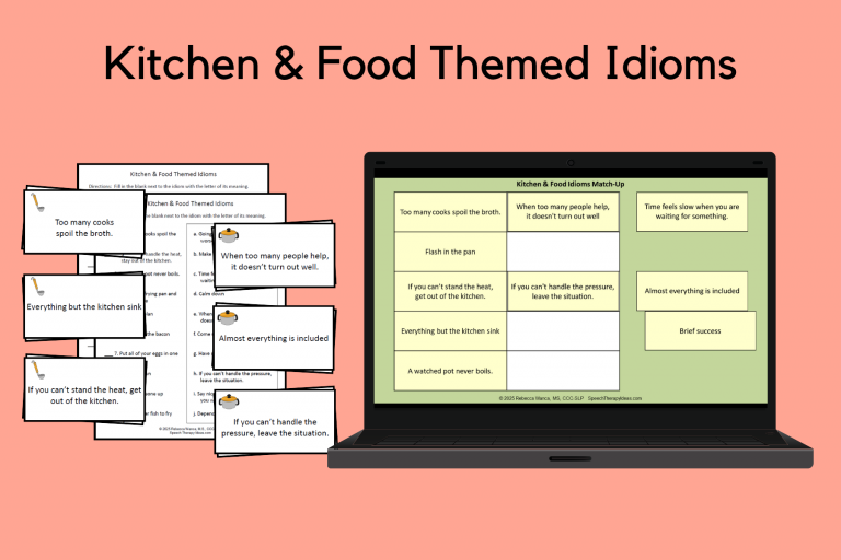 Kitchen and Food Themed Idioms | Speech Therapy Ideas