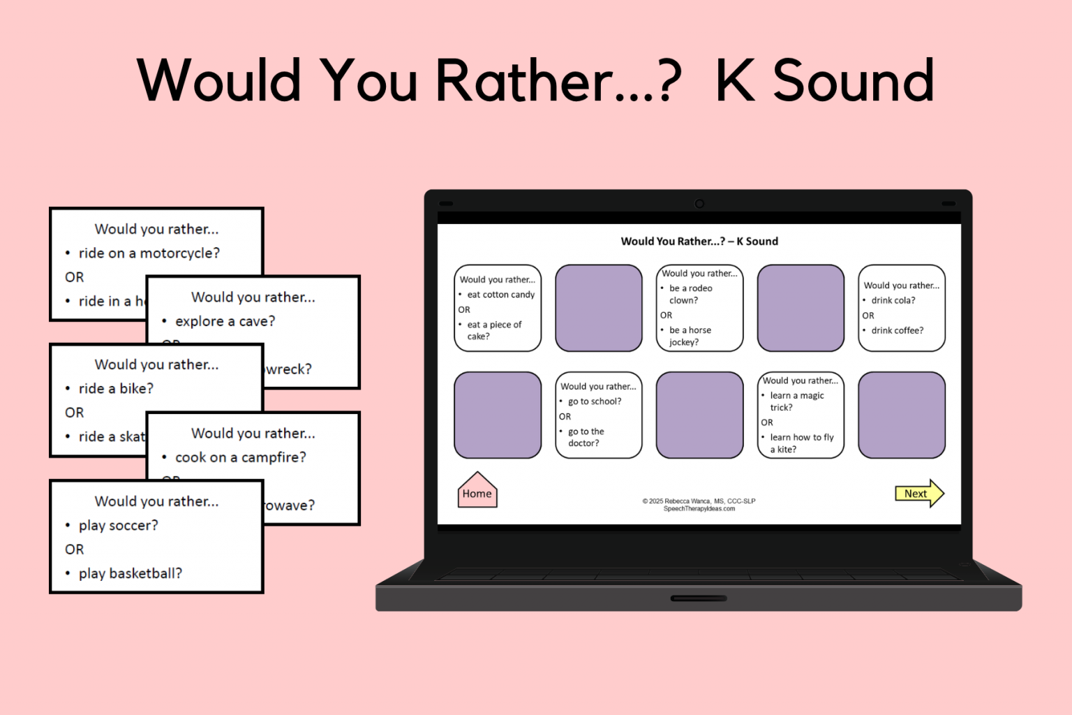 Would You Rather…? for K Sound | Speech Therapy Ideas