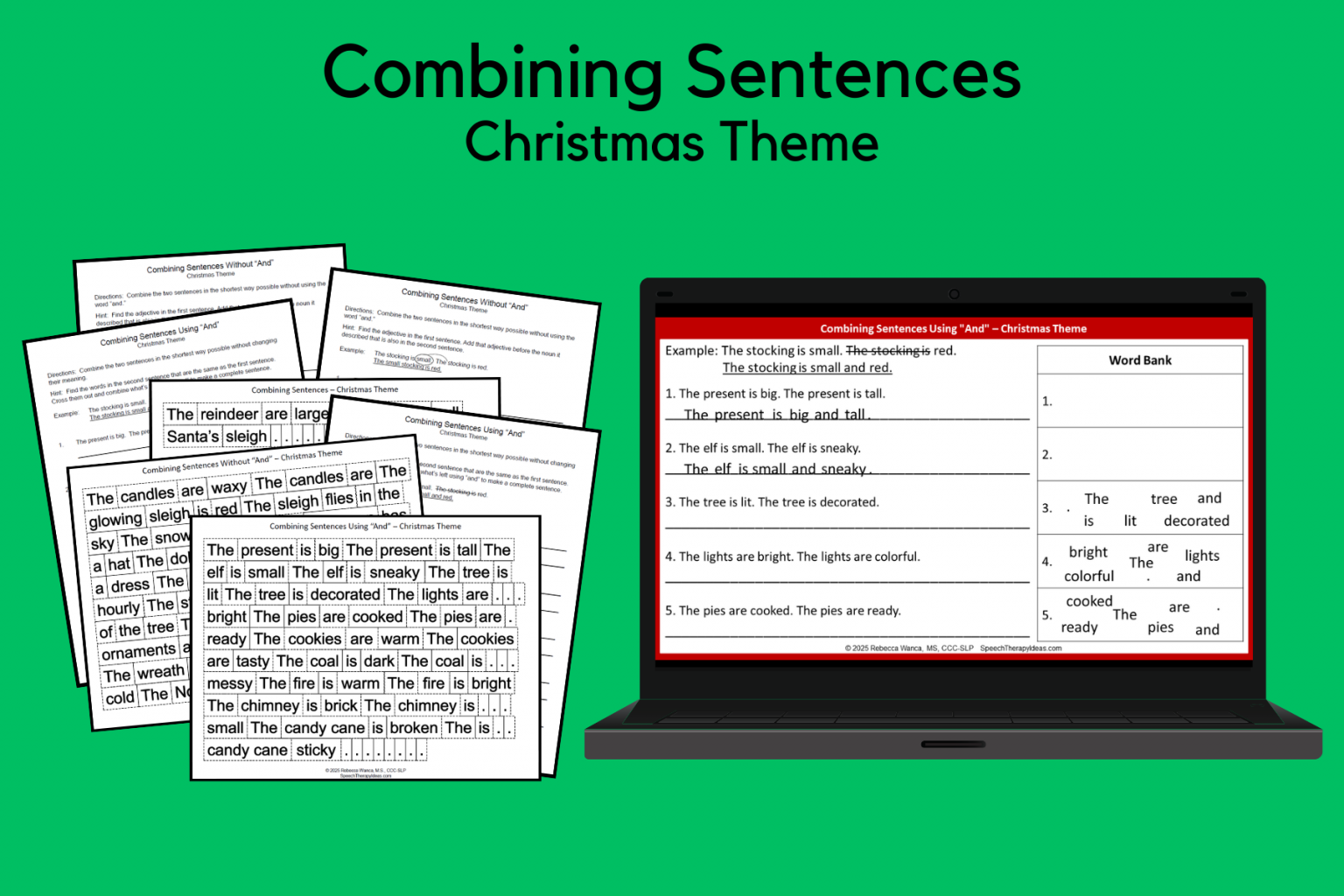 Combining Sentences – Christmas Theme | Speech Therapy Ideas