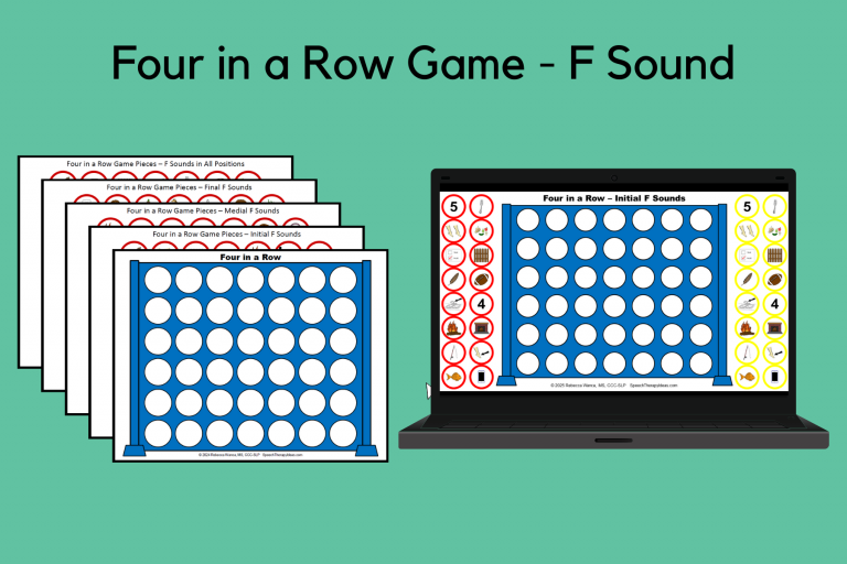 Four in a Row Game for F Sound | Speech Therapy Ideas