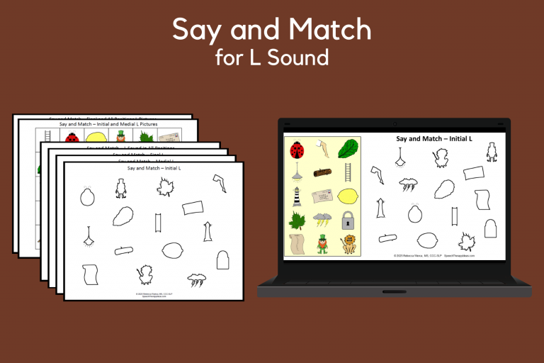 Say and Match for L Sound | Speech Therapy Ideas