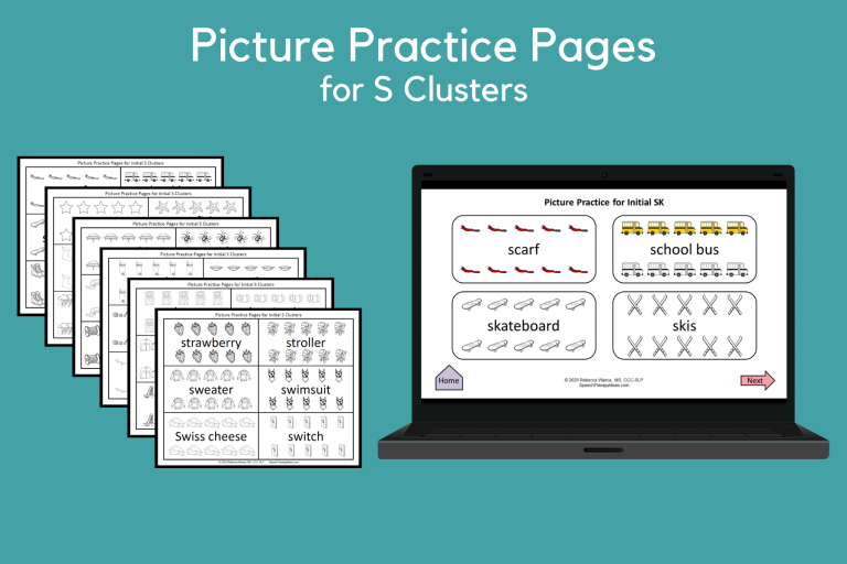 Picture Practice Pages for S Clusters | Speech Therapy Ideas