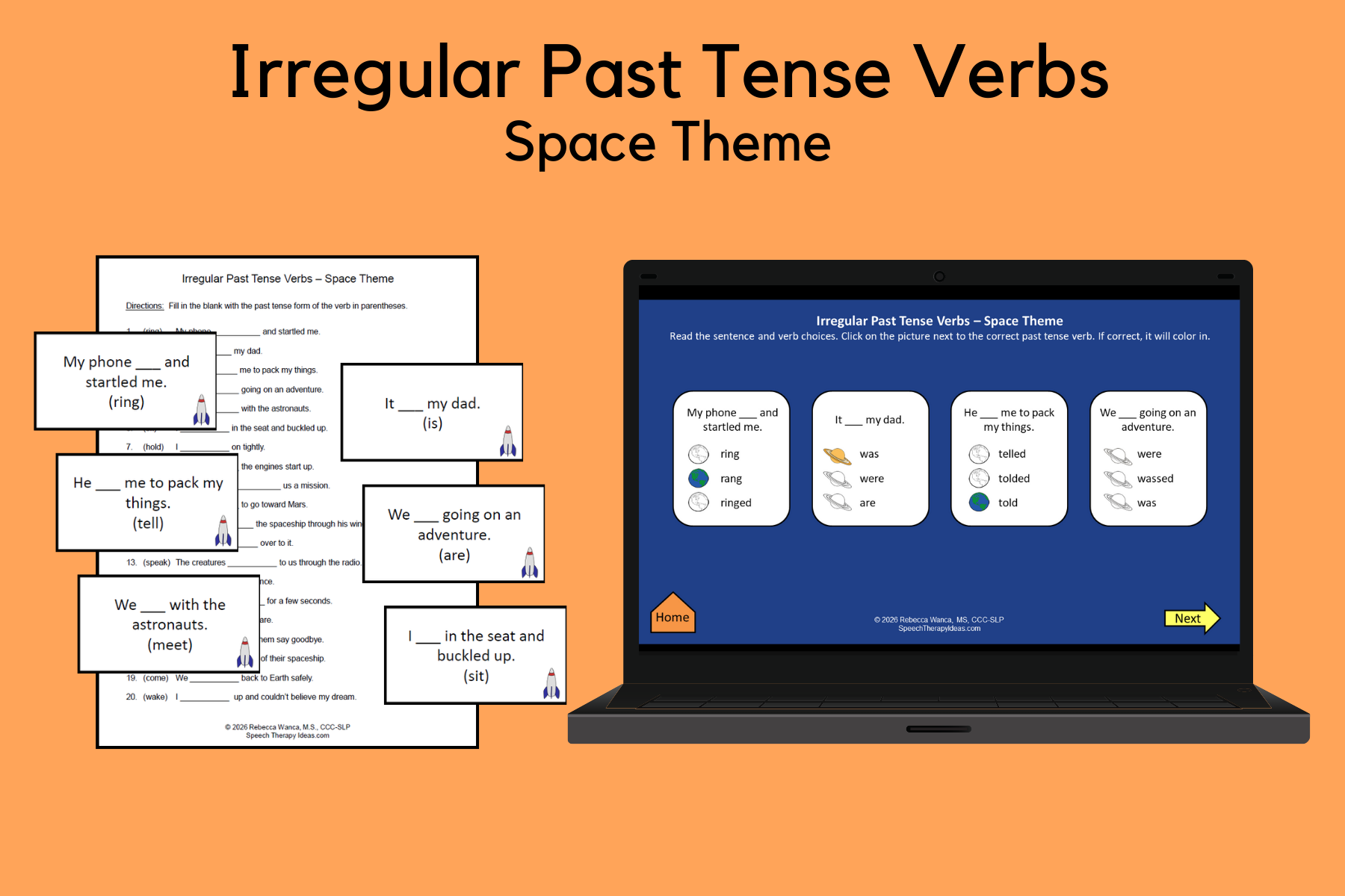 Irregular Past Tense Verbs – Space Theme | Speech Therapy Ideas
