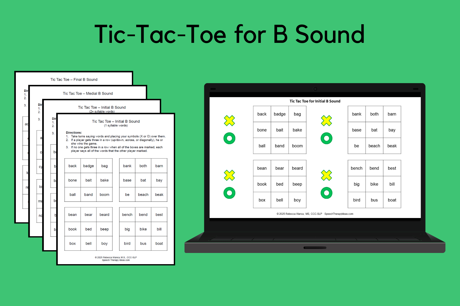 Tic-Tac-Toe Games for B Sound | Speech Therapy Ideas