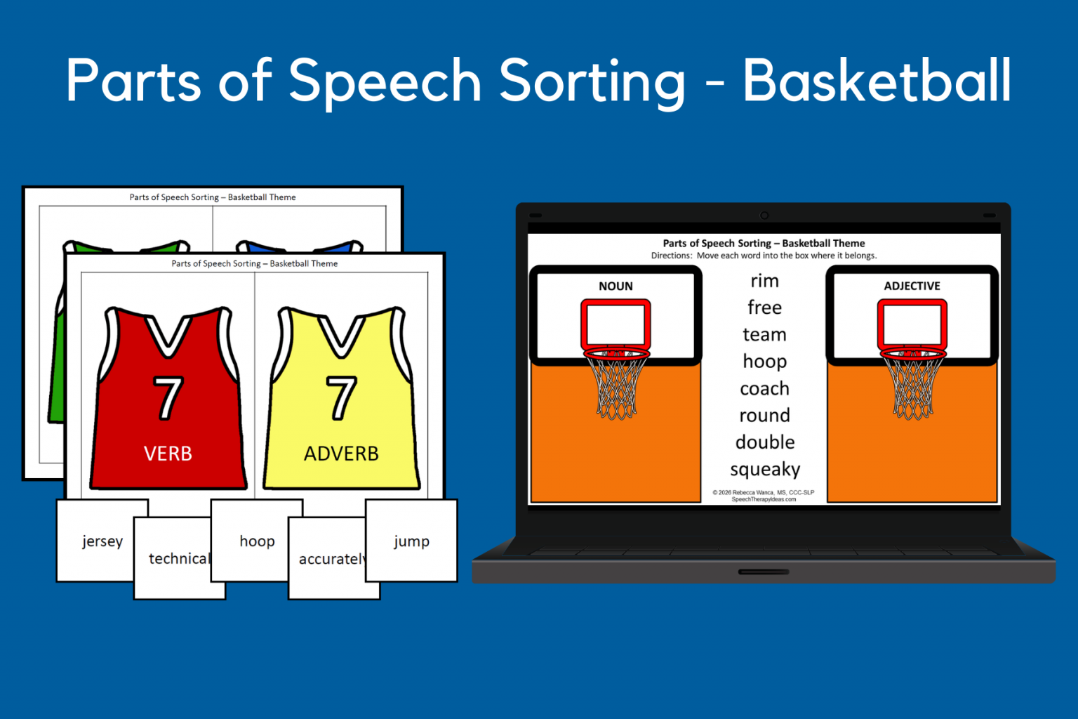 Parts of Speech Sorting – Basketball Theme | Speech Therapy Ideas