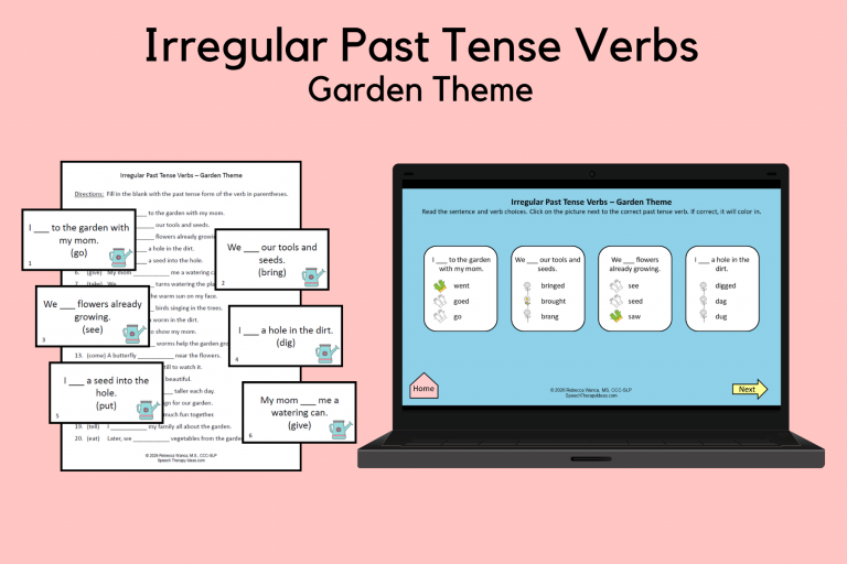 Irregular Past Tense Verbs – Garden Theme | Speech Therapy Ideas