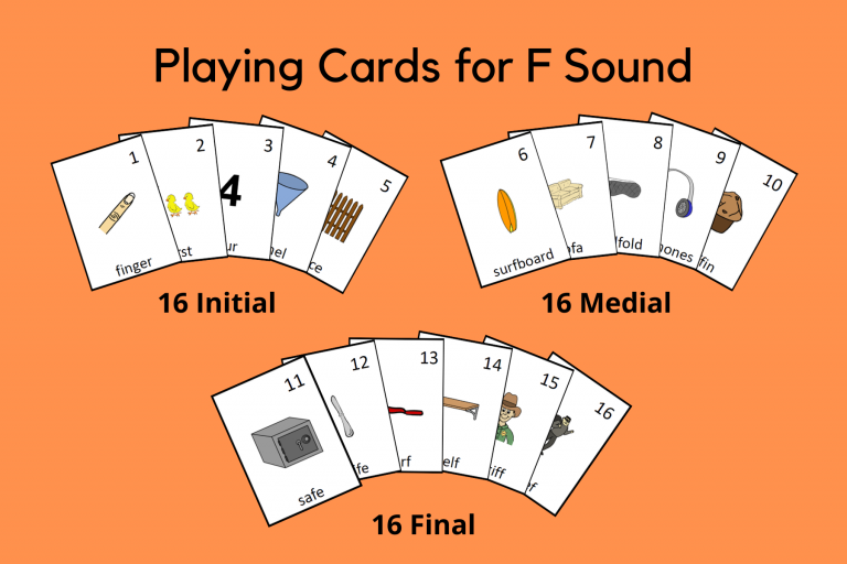 Playing Cards for F Sound | Speech Therapy Ideas